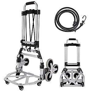 TOLEAD Foldable Stair Climbing Cart 180lb Capacity Convertible Hand Trucks and Dolly,Adjustable Height 3 in 1 Heavy Duty Stair Climber Cart with 10 Wheels