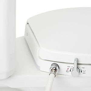 Signature Hardware 482476 Benbrook 1.28 GPF Two Piece Elongated Toilet - ADA Compliant, Bidet Seat Included - White/Matte Black Lever