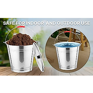 Skywin Metal Can with Lid - Durable 4 Gallon Metal Bucket With Lid for Heavy Loads - Environment-friendly Metal Trash Can With Lid Outdoor, Safe Alternative to Plastic (3)