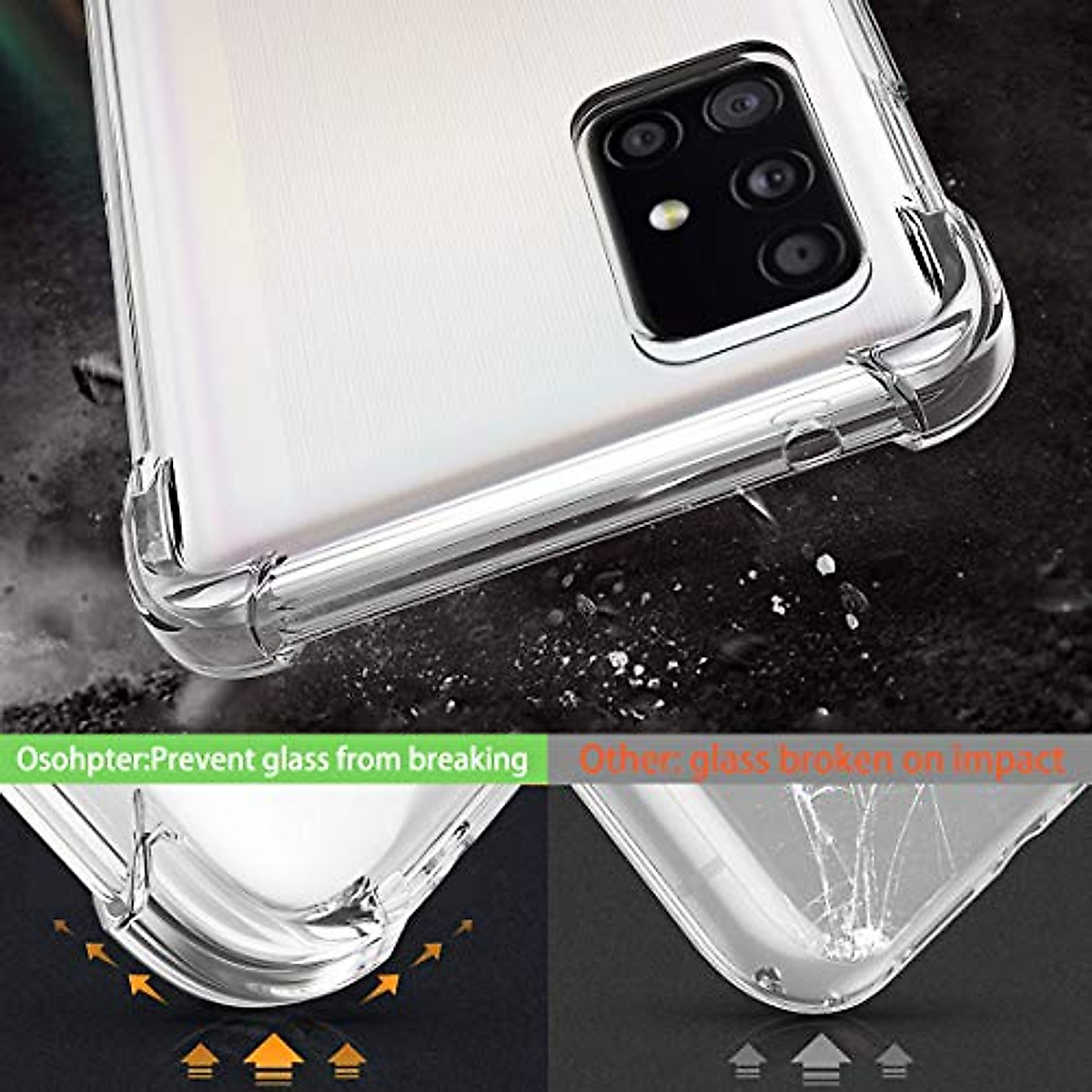 Osophter for Galaxy A51 5G Case Clear Transparent Reinforced Corners TPU Shock-Absorption Flexible Cell Phone Cover for Samsung Galaxy A51 5G(Clear)