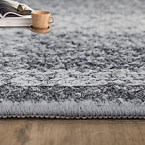 Fashionwu Modern Area Rug Braided Print Non-Shedding Textured Rug Large Rug for Living Room Carpet Non-Slip Accent Rug Soft Bedroom Floor Cover Aesthetic Bedside Floor Mat 6 x 9, Grey