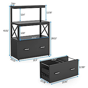 Tribesigns Lateral File Cabinet Modern Filing Cabinet with 1 Large Drawer, Printer Stand with 3 Open Storage Shelves for Home Office