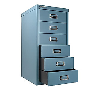 Bisley 6 Drawer Steel Under-Desk Multidrawer Storage Cabinet, Steel Blue (MD6-SB)