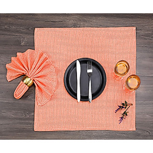 Native Fab Houndstooth Vintage Cloth Dinner Napkins Set of 12 Cotton 18x18 Soft Absorbent Restaurant Hotel Quality - Everyday Easy Care Washable Wedding Dinner Napkins Bulk - Orange