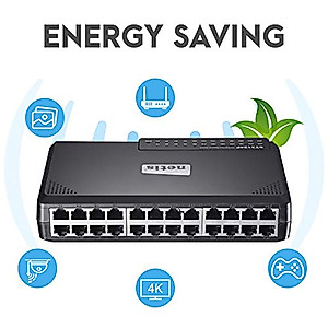 Netis ST3124P 24 Port 10/100Mbps Fast Ethernet Rackmount Switch with Plug-and-Play | Auto MDI/MDI-X, Desktop Ethernet Splitter and Hub, Plug and Play, Traffic Optimization, Compact Design