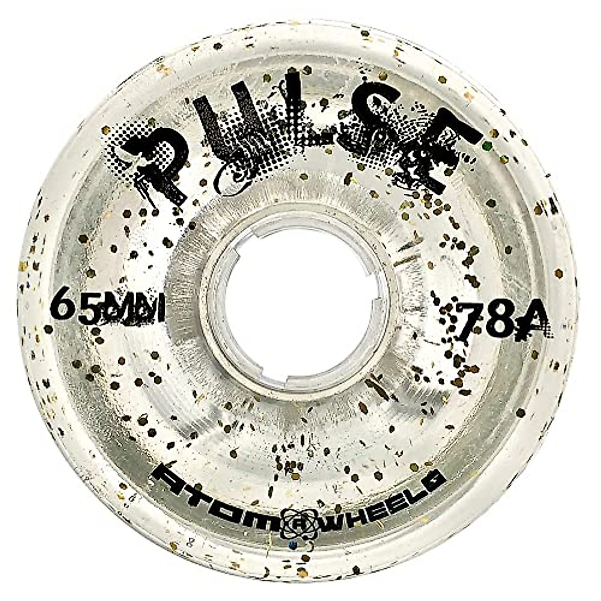 Atom Skates Quad Roller Wheels/Outdoor/Hardness 78A / 65x37 Glitter Clear Pulse Glitter/Set of 8