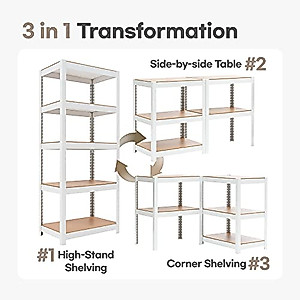 HOMEDANT House 5 Tier Laminated Metal Shelving Unit Adjustable Storage Utility Rack Heavy Duty Shelves Organization Multipurpose Shelf Kitchen Garage Pantry Closet 24.4" W x 16.5" D x 59.5" H 1 Pack