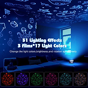 Night Light Projector,Ocean Star Night Light for Kids Room,Dinosaur Toys with 360° Rotation,Remote and Timer,3 Projection Films,17 Light Modes,9 Lullaby Songs,Birthday Christmas Gifts Kids Toys-White