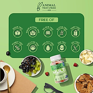 SUKU Vitamins Teen Boy Multivitamin – Sugar Free Vegetarian Gummy Supplement for Teen Boys 19 Essential Nutrients Strengthens Bones Muscles Enhances Energy Health – Blueberry Grape Flavor (60 Count)