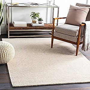 Mark&Day Area Rugs, 9x12 Remy Solid and Border Ivory Area Rug, Ivory Carpet for Living Room, Bedroom or Kitchen (9' x 12')