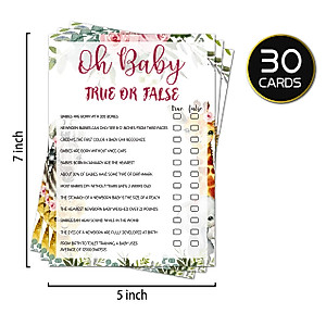 Yuansail True Or False Baby Shower Game, Gender Reveal Party Supplies, Jungle Animals Safari Floral Green Party Decorations,– 30 Game Cards 1 Answer Card. (bb002-yx03)