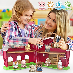 AuroTops Toys for 1 2 3 Years Old Boys and Girls, Big Barn Toy with Farm Animal, Preschool Montessori Toy, Farm Pretend Playset with Big Red Barn & Farmer, Easter Gift Toy for Toddlers