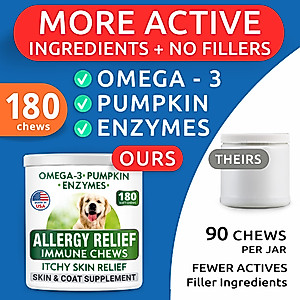 Allergy Relief + Omega 3 for Dogs Bundle - Anti-Itch Skin & Coat Supplement + Skin Allergy - Omega 3 Fish Oil + EPA & DHA Fatty Acids - Itching&Paw Licking + Itch Relief - 360 Chews - Made in USA