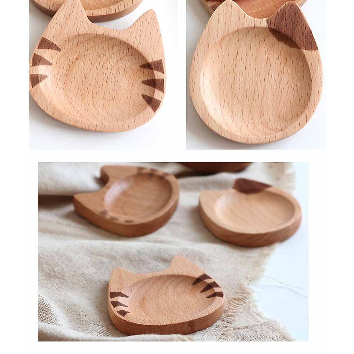 Wood Cat Coffee Spoon Rests - 2 Cute Cat Kitten Wooden Coffee Spoon Rest Teaspoon Holder Coffee Station Decor Coffee bar Coffee Stirrers Holder for Home Kitchen Accessories, Cat Lover Gifts