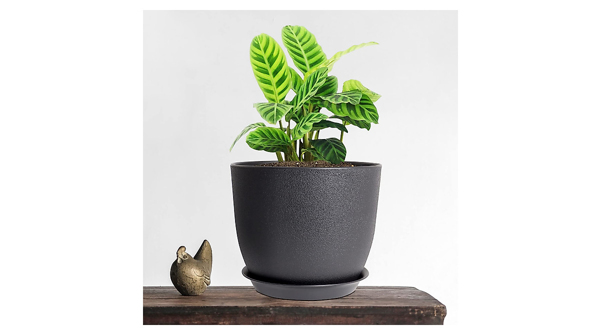 UOUZ 12/10/9 Large Modern Plant Pots, Plastic Planters with Drainage ...
