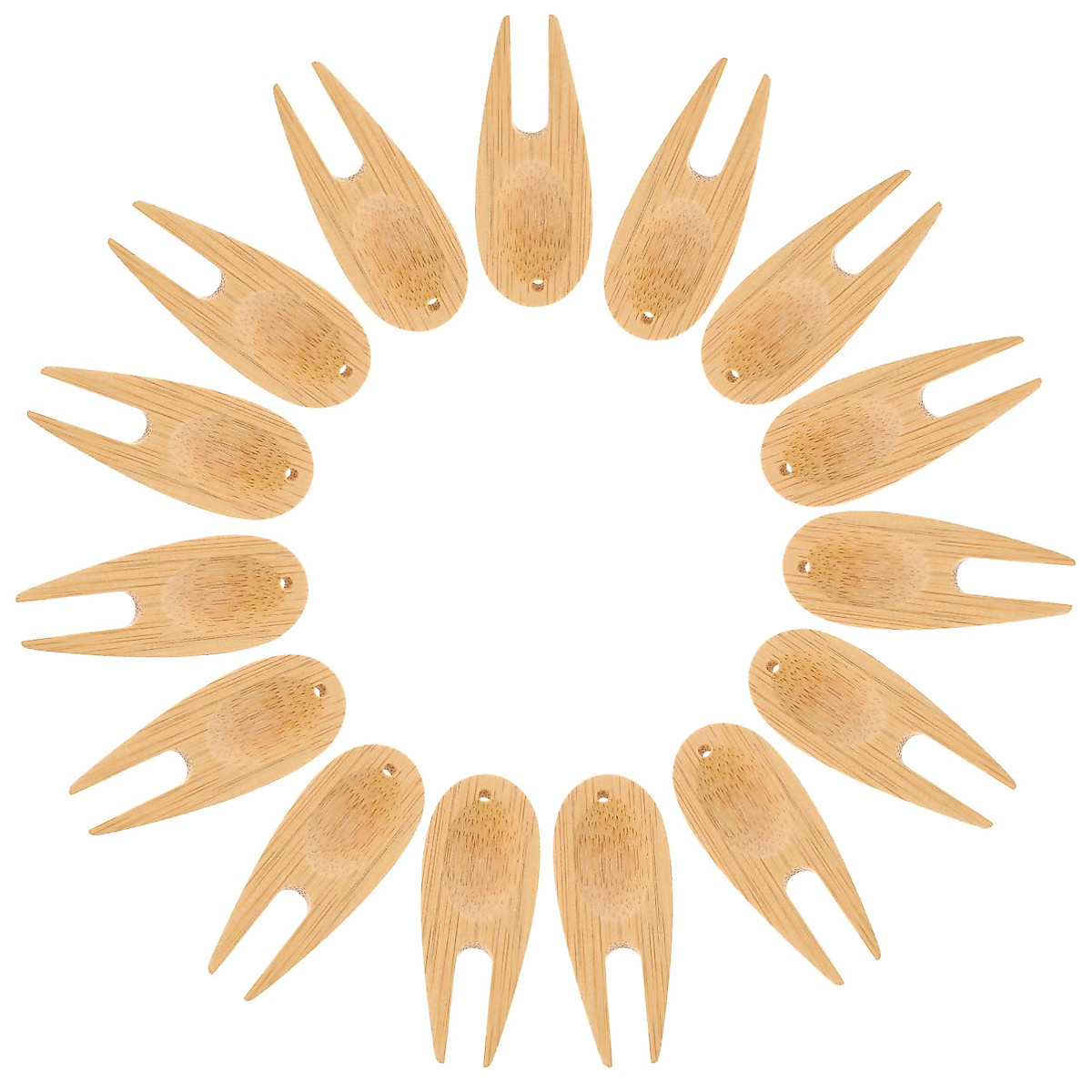 15pcs Green Bamboo Fork Bamboo Divot Fork Divot Repairing Tool Golfs Accessories Divot Repair Tool Fairway Fixator Divot Repair Fork Golfing Divot Tool Divot Fixing Tool