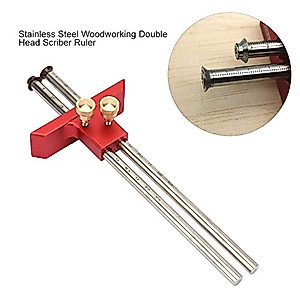 YWBL-WH Double Head Scriber Stainless Steel Woodworking Marking Gauge Scriber Ruler Wood Scribe Tool