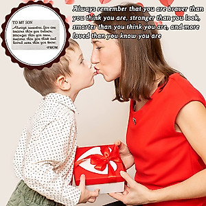 PLwelth Son Engraved Wallet Card from Mom Stainless Steel Men Boys Teen Inspirational Message Wallet Insert Card Son Gift Birthday Graduation Christmas Coming of Age Gift