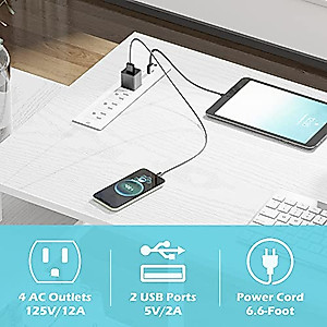 SUPERJARE L Shaped Desk with Power Outlets, Computer Desk with Drawers & Shelves and Nightstands Set of 2, Night Stands with Charging Station & LED Light Strips, White