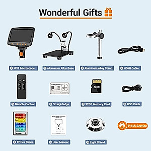 Leipan Digital Microscope with 7" LCD Screen,1500X Magnification Soldering Microscope with HDMI,Coin Microscope with 12MP Image Sensor,Windows/Mac/TV Compatible（32GB Card）