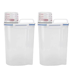 Yosoo 2Pcs Plastic Rice Storage Box, Thick Plastic Flour Storage Capacity Cereal Storage Bin Food Container for Kitchen
