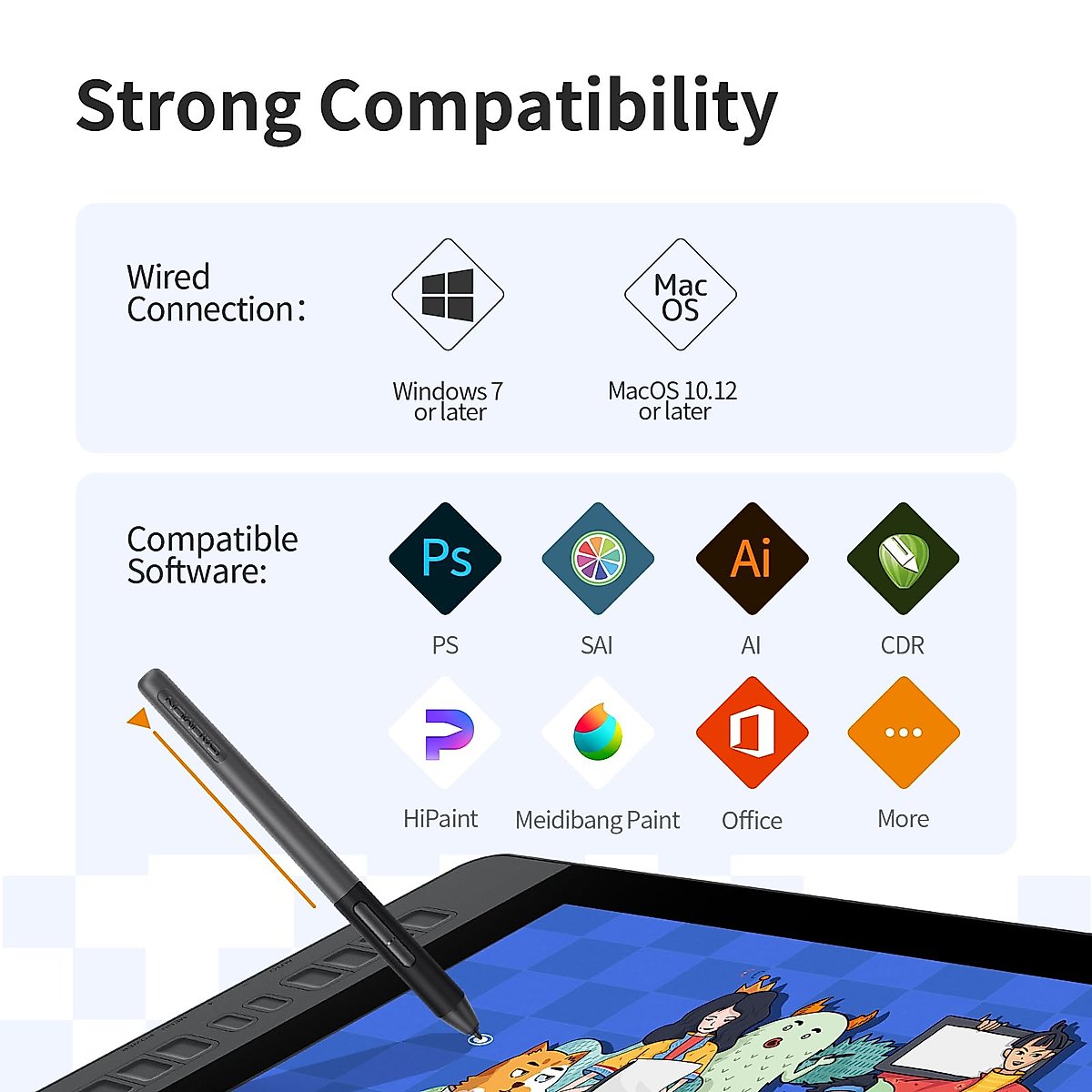 Drawing Tablet with Screen GAOMON PD1561 Drawing Monitor Art Tablet with Adjustable Stand, 10 Shortcut Keys, Tilt Support, Battery-Free Pen, 15.6-inch Graphics Tablet for Mac, Windows PC
