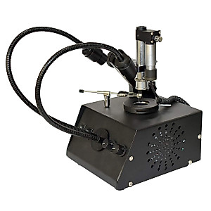 Radical Gemology Gemstone Diffraction Prism Spectroscope w Scale on Professional Stand with Dual Fibre Optic Light, Transmitted Halogen, Scale Illuminator & Gem Clamp