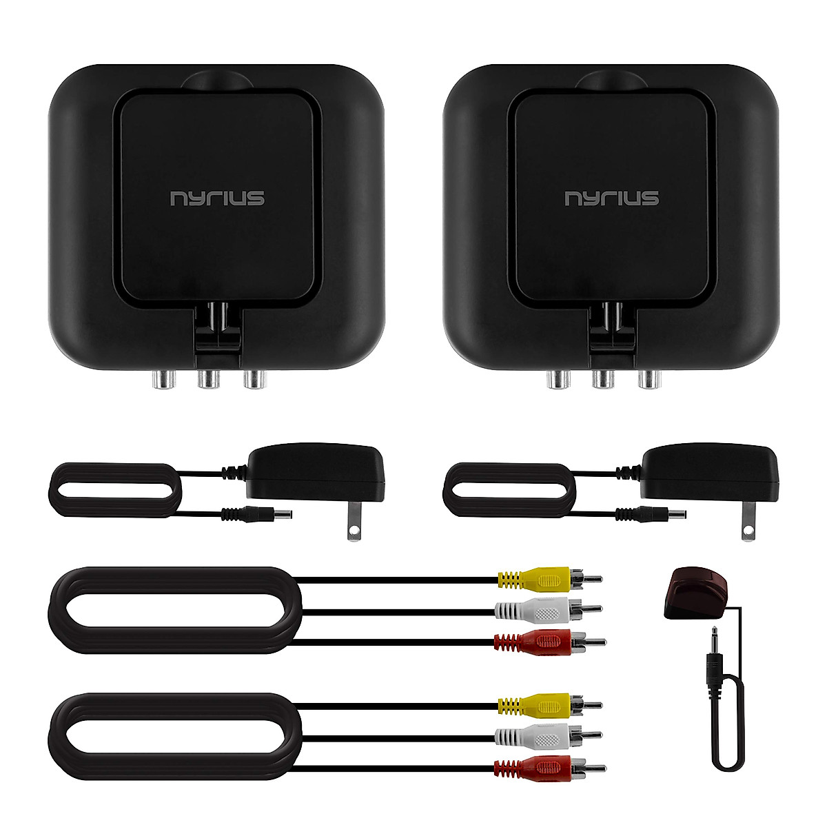 Nyrius 5.8GHz 4 Channel Wireless Video & Audio Transmitter & Receiver with IR Remote Extender for Streaming Cable, Satellite, DVD to TV Wirelessly (NY-GS10) for RCA Cable - Not Compatible with HDMI