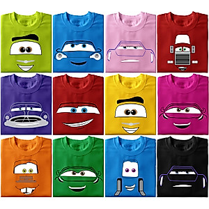 Car Faces Outline T-Shirt Funny Big Face Family Matching Shirt McQueen Custom Birthday Shirts Adventure Vacation Matching Cousins Cars Shirt
