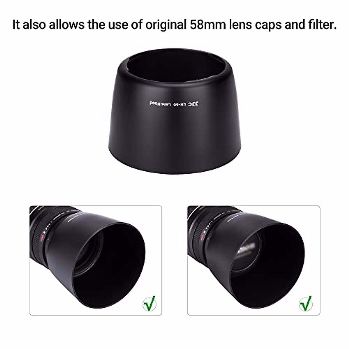 Reversible Lens Hood Shade Protector for Canon EF 75-300mm f/4-5.6 III USM & EF-S 55-250mm f/4-5.6 is II Lens Replaces ET-60 On Canon EOS 5D Mark IV III 7D 6D Mark II 90D 80D 77D Rebel T8i T7i T7 SL3