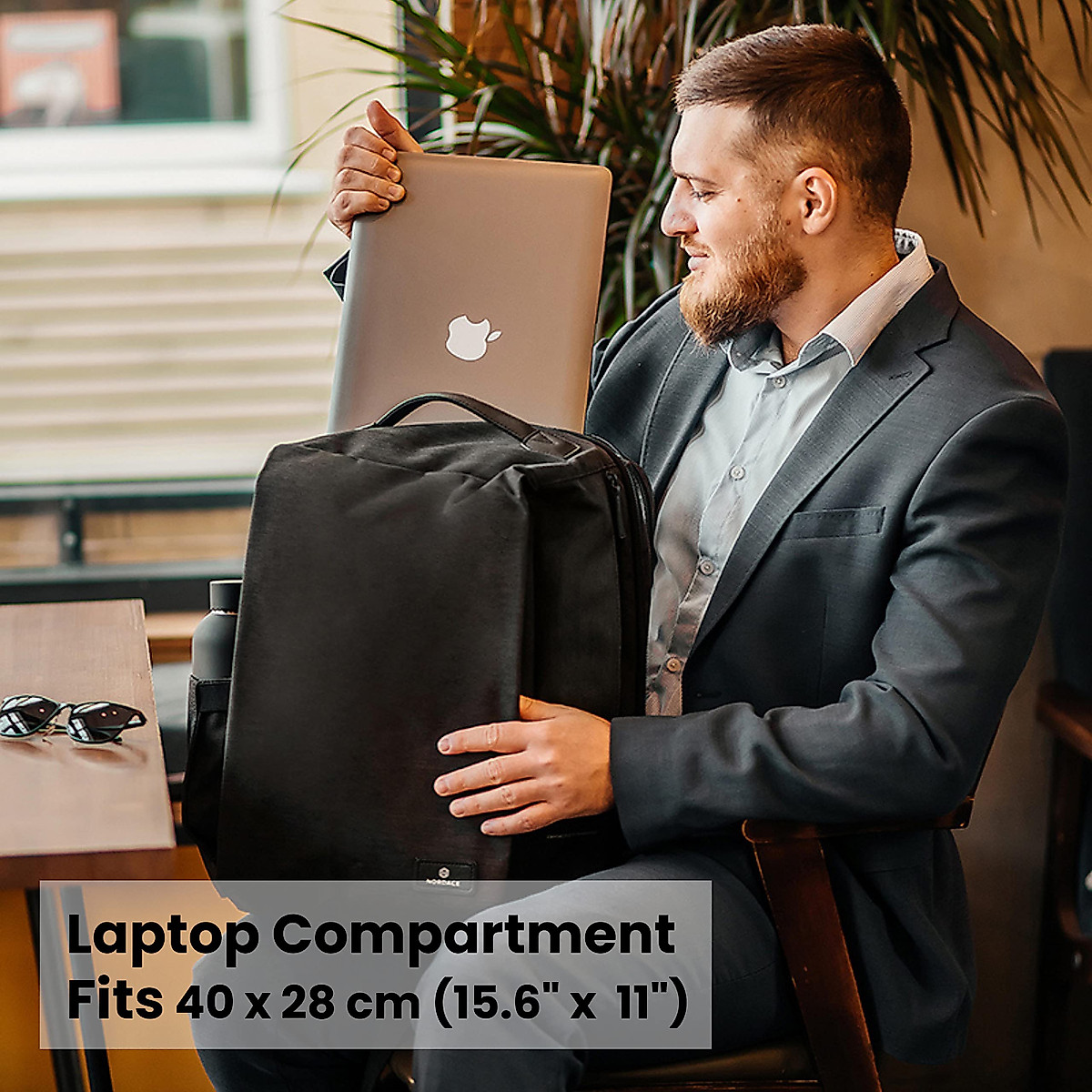 Nordace Siena II Smart Travel Backpack with USB Charging Port, Water Resistant - Everyday 15.6 Inch Laptop Backpack for Travel, Work & School (Black)