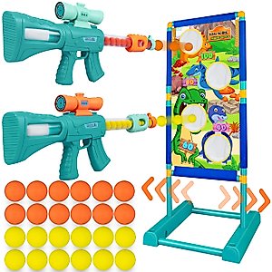Bottleboom Shooting Game Toys for Boys Age 5 6 7 8 9 10+ Years Old,Foam Popper Guns for 2 Player,Electric Shooting Target & Air Blaster with 24 Foam Bullet Balls Birthday Gift for Kids Girls