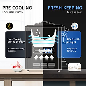 VEVOR Commercial Ice Cream Maker, 2x6L Hopper, 22-30L/H High Output, 2200W Soft Ice Cream Machine w/LCD Panel, Puffing & Shortage Alarm, Countertop Soft Serve Maker for Restaurant Home Party, Silver