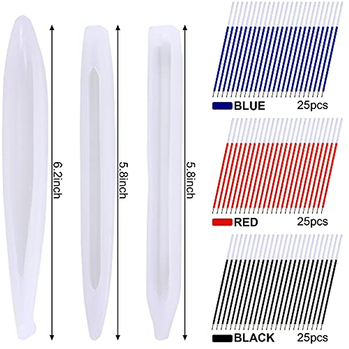 9 Pieces Pen Resin Mold, Epoxy Resin Molds with 75 Pieces Ink Pen Refills ,Ballpoint Pen Silicone Molds Resin Casting Molds for DIY Resin Crafts Making