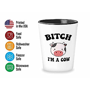 Bubble Hugs Animal Shot Glass 1.5 oz - Im a Cow - Kawaii Farm Farmer Cute Cow Lovers Sarcasm