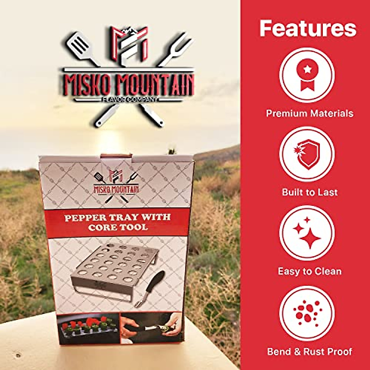 Misko Mountain Flavor Company Pepper Cooking Tray with Core Tool