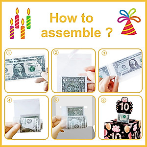 10th Birthday Surprise Gift, Happy Birthday Money Gift for Cash, 10th Birthday Gifts for Boys Girls, Birthday Party Decorations Supplies（with 35PCS Bags）