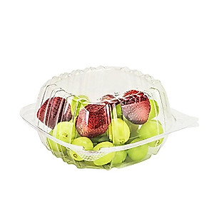Dart Solo Small Clear Plastic Hinged Food Container 6x6 for Sandwich Salad Party Favor Cake Piece (Pack of 50)