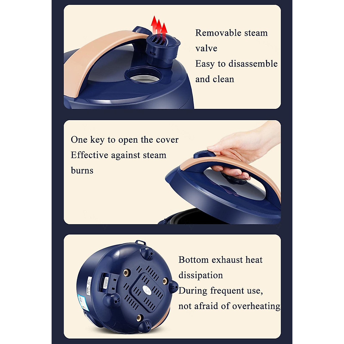 Rice Cooker with Steamer Insert, Blue, Slow Cooker with Keep Warm Function, Steamer, Rice Cooker,Blue-5L