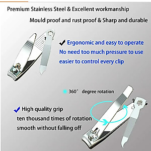 Nail Clippers Set, Toenail Clippers, Fingernail Cutters, Stainless Steel Toe Nail Clippers (Large & Small)
