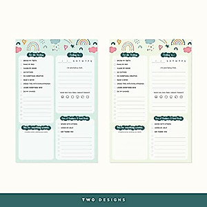 Kids To Do Chore List Daily Task Checklist Planner Time Management Notebook by Bright Day Non Dated Flex Cover Spiral Organizer 8.25 x 6.25 (Rainbows)