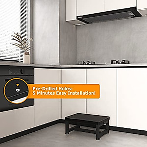 Step Stools for Adults Kids with Non-Slip Rubber Feet, Heavy Duty Wide Wooden Stepping 500-LBS Capacity Bedroom Kitchen Bathroom, Sturdy Bed Steps High Beds, Easy Assembly, Black