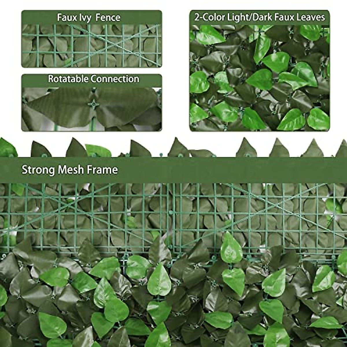 Artificial Ivy Privacy Fence Screen, Privacy Wall, Privacy Screen, Artificial Faux Ivy Hedge Leaf & Vine Privacy Fence Wall Screen, Outdoor Decoration, Garden, Yard (120 x 40 Inch, Peach Leaf)