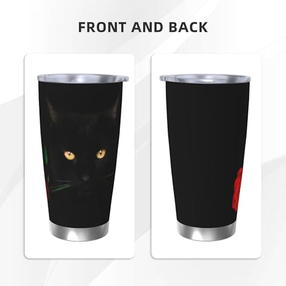jshmgchw 3d Black Cat 20oz Tumbler, Car Cup With Lid And Straw, Spill-Proof, Stainless Steel Double Wall Vacuum Insulated Reusable Coffee Travel Mug, For Cold Drinks, Hot Beverage