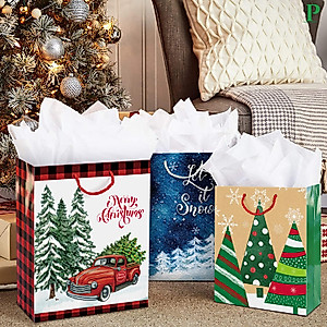 24 Large Christmas Gift Bags Bulk With Handles, 26 Tissue Paper and 60 Count Christmas Gift Tags Set-24 Assorted Designs Big Size Sacks Set For Wrapping Xmas Holiday Presents