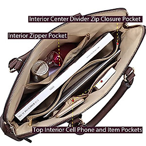 Dasein Women Vintage Plain Fashion Handbag Slim Shoulder Bag Tote Satchel Purse Handbags for Women Work Bag (Coffee)