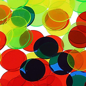 Toyvian Transparent Colorful Clear Bingo Counting Chip Plastic Markers, Plastic Bingo Chips, Transparent Color Mixture Counting Chips, for Carnival Bingo Games, Bingo Hall 200 Pieces (Random Color)