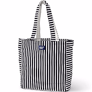 Lands' End Getaway Beach Tote Black/white Stripe Not Applicable No Sz