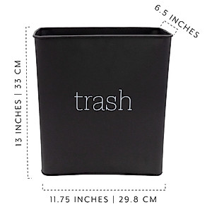 AuldHome Design Black Enamel Trash Can; Modern Farmhouse Style Wastebasket for Bathroom, Bedroom, or Office
