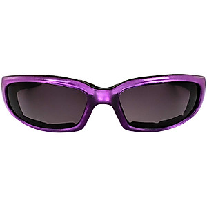 Birdz Eyewear Chill Women's Motorcycle Sunglasses Padded 2 Pairs Purple Frames Clear & Super Dark Lenses